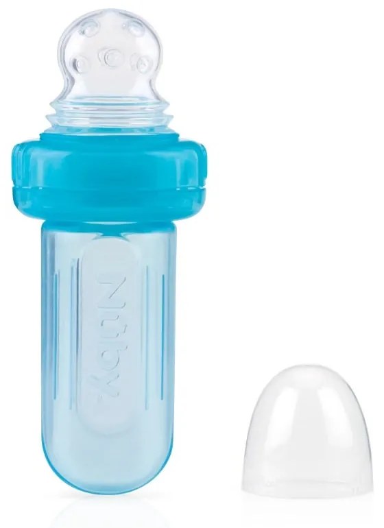 NUBY Krmítko silikonové Easy squeezy feeder 6 m+, modrá