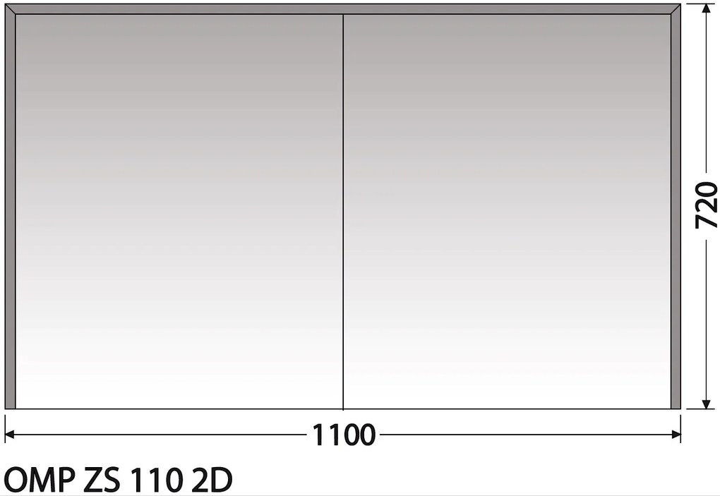 INTEDOOR zrcadlová skříňka dvoudveřová OMP ZS 110 Povrch: 0077 AP CHARCOAL MAT