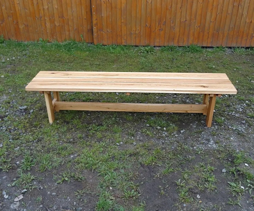 KULHÁNEK Zahradní lavice bez opěradla - přírodní Délka: 160 cm, Odstín nátěru: lazura - teak