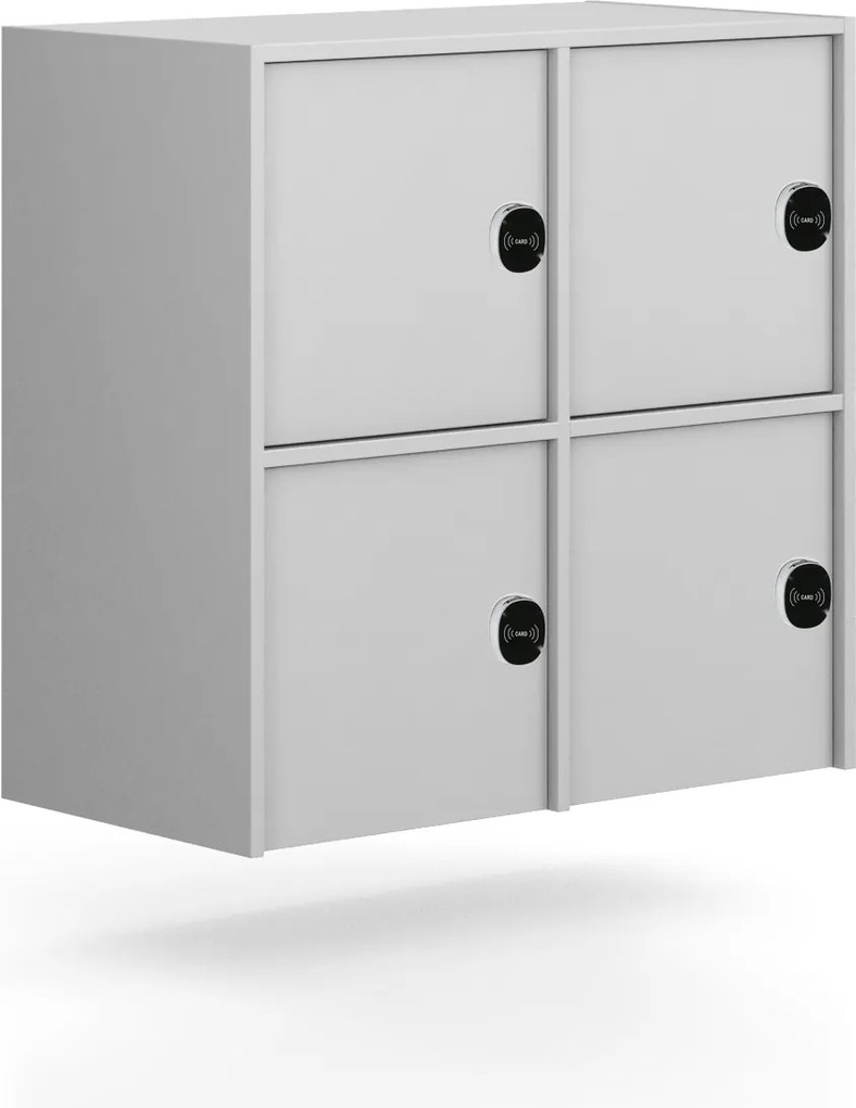Nástavba pro skříně FRAME, 4x dveře, 872 x 450 x 854 mm, RFID zámek, šedá