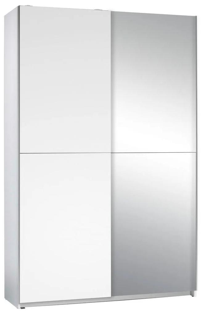 XXXLutz SKŘÍŇ S POS. DVEŘMI zrcadlo, bílá, 125/195,5/38 cm - Šatní skříně - 002522011102