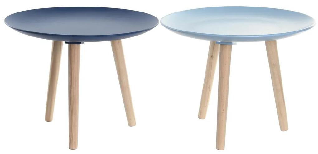 DKD Home Decor Postranní stolek 44 x 44 x 35 cm Modrý, 2 kusy