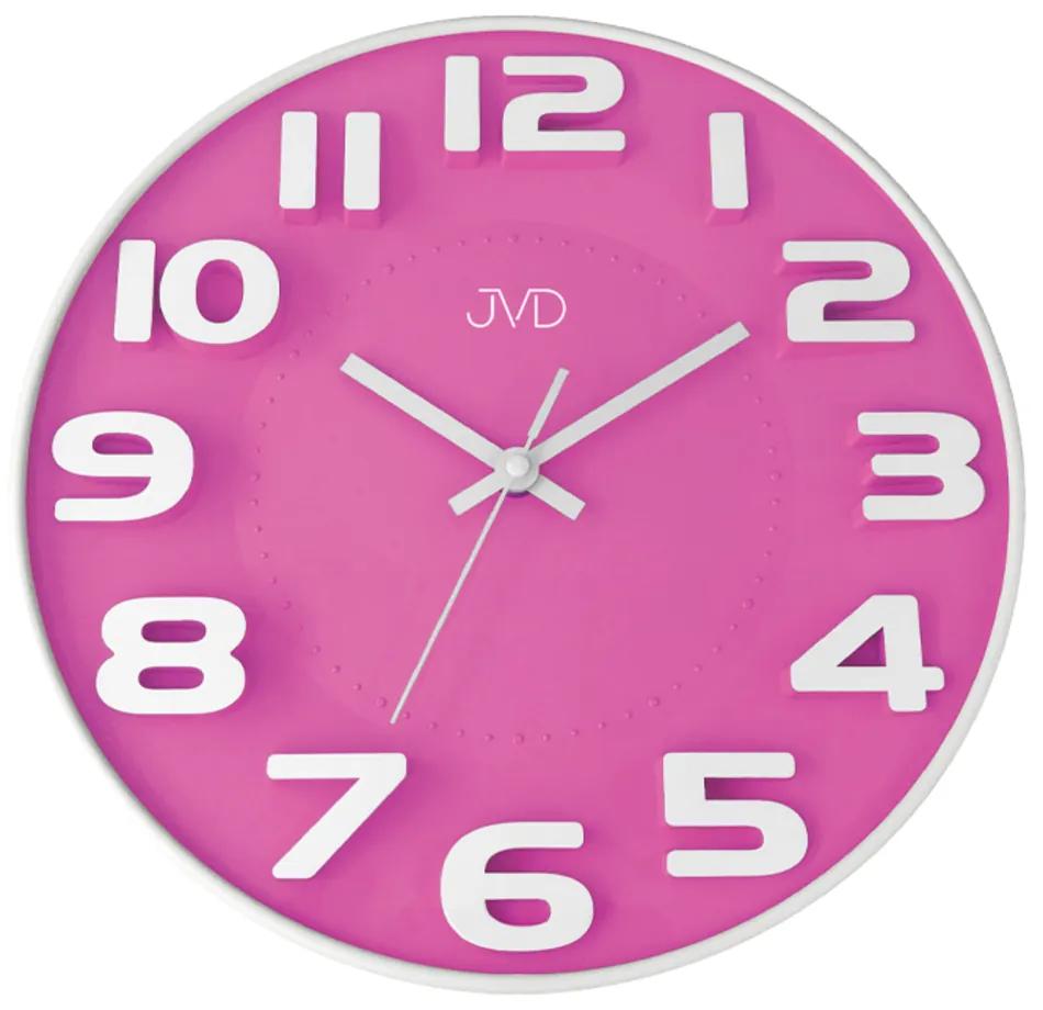 JVD Dětské růžové čitelné nástěnné hodiny JVD HA5848.3