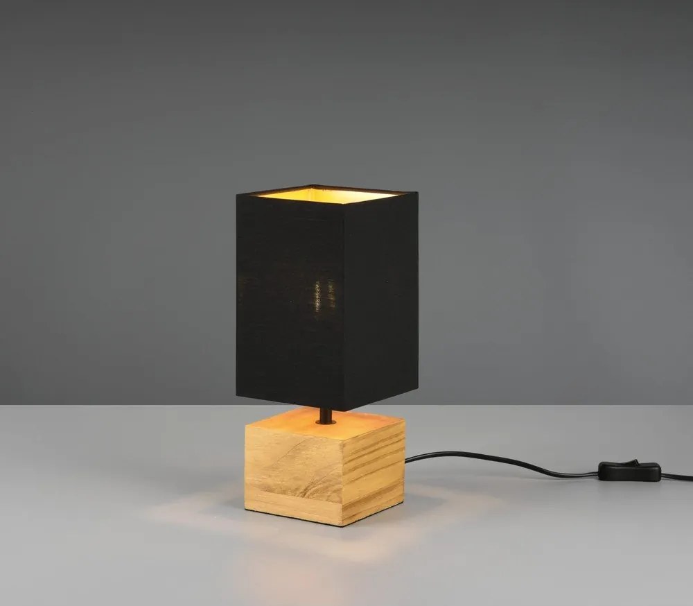 Stolní lampa s textilním stínidlem v černo-přírodní barvě (výška 30 cm) Woody – Reality
