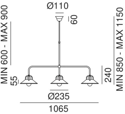 Il Fanale Rustikální závěsné svítidlo CASCINA LAMPADARIO - 3 stínidlá