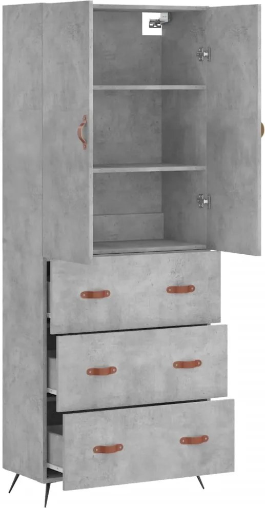 Skříň highboard betonově šedá 69,5x34x180 cm kompozitní dřevo 3195823