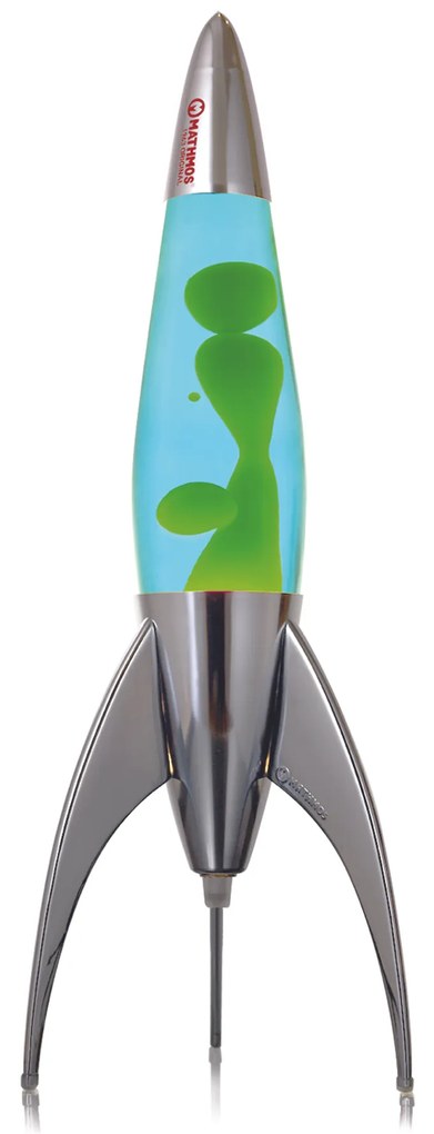 Mathmos Telstar, originální lávová lampa, 1x28W, modrá se zelenou lávou, 50cm
