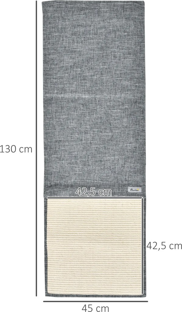 PawHut 2-Pack Škrabací podložky na pohovku - Sisalová rohož na škrábání pro kočky, pohovka, škrabací mat, šedá 130 x 45 x 0,3 cm