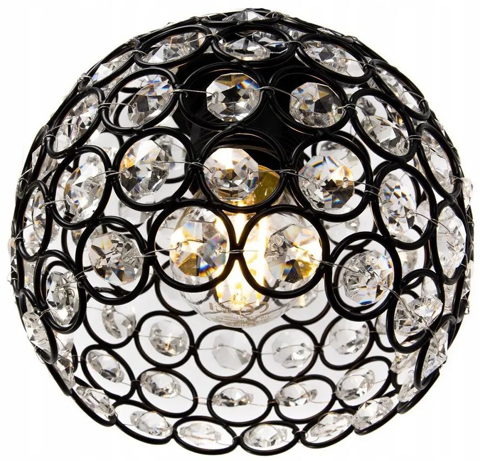 Stropní svítidlo Crystal, 1x černé křišťálové stínítko
