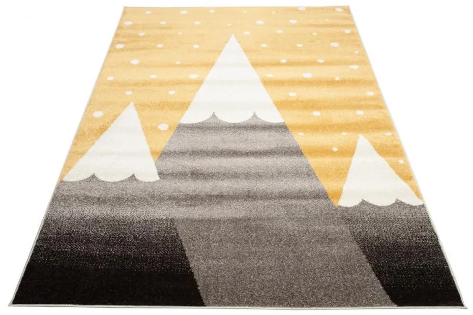 Dětský kusový koberec Vrcholky hor žlutý 133x190cm