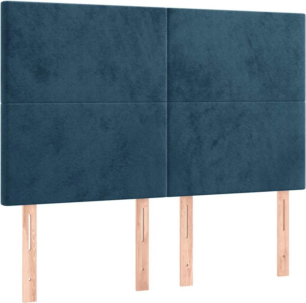 Box spring postel s matrací tmavě modrá 140x200 cm samet 3137729