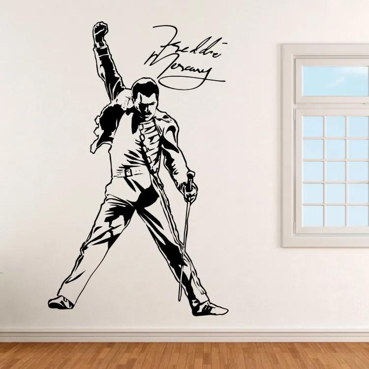 Freddie Mercury Queen s podpisem - vinylová samolepka na zeď 100x61cm