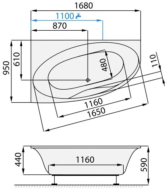Santech LAGOON 168 x 95 cm SALAG168L vana akrylátová levá Koupelny Bernold