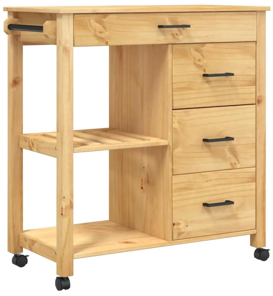 Kuchyňský vozík MONZA 84 x 40 x 90 cm masivní borové dřevo - Default Title