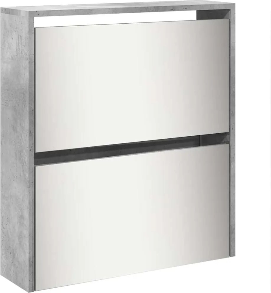Botník se zrcadlem 5patrový betonově šedý 63 x 17 x 169,5 cm 3228281