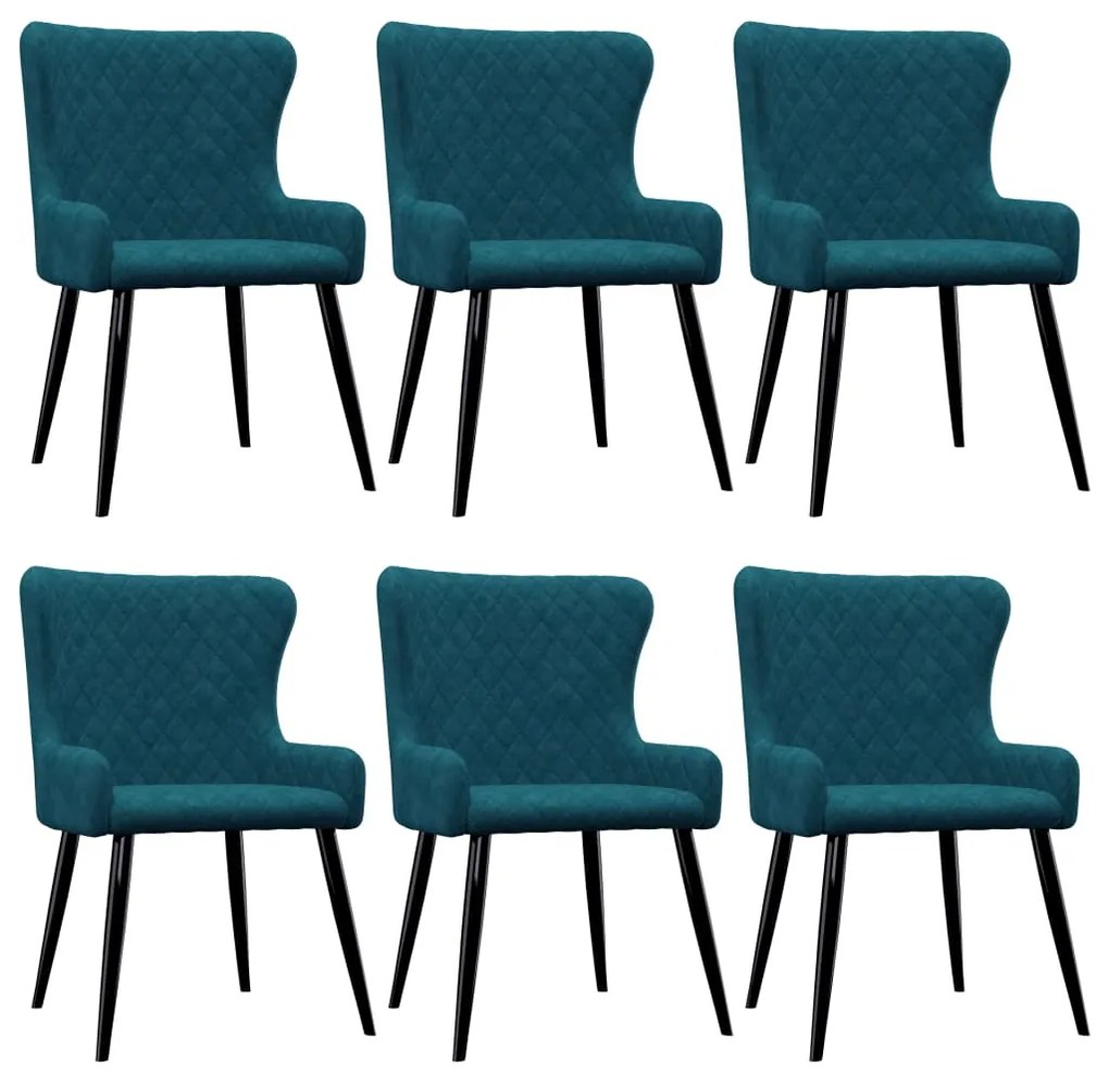 279162 vidaXL Jídelní židle 6 ks modré samet