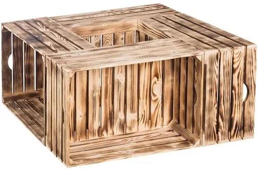 Dřevobox Dřevěné opálené bedýnky konferenční stolek 84x39x84 cm | BIANO