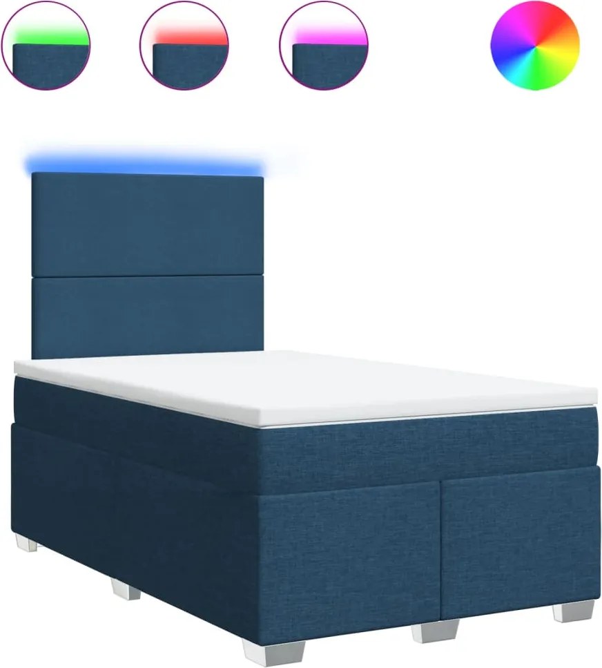 Box spring postel s matrací modrá 120x200 cm textil 3292754