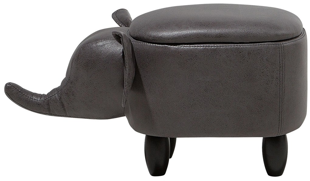 Tmavě šedá stolička slon z umělé kůže ELEPHANT Beliani