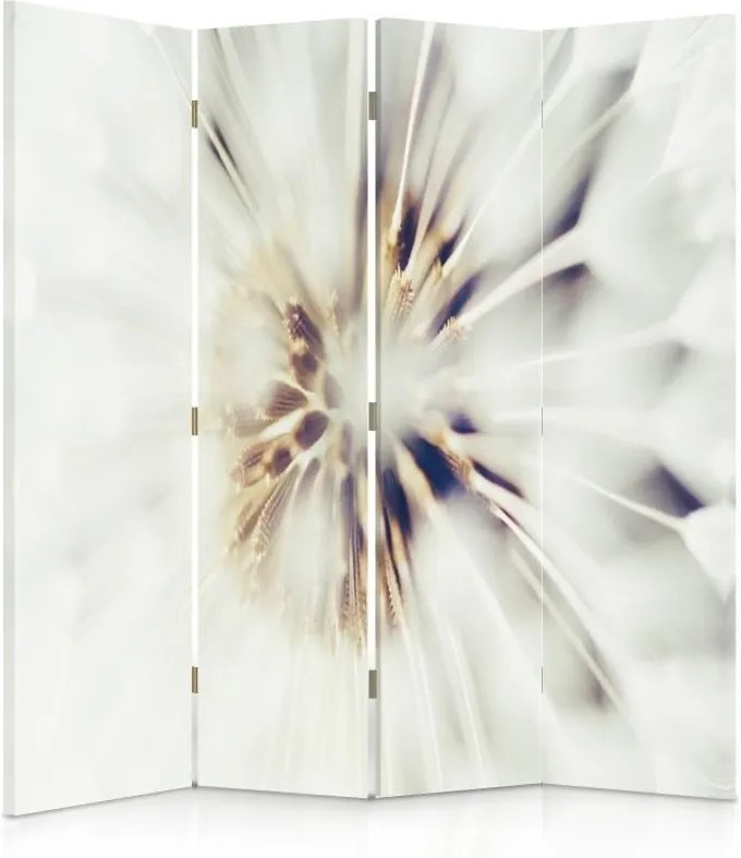 Paraván - White Flowers 2 | čtyřdílný | oboustranný 145x150 cm