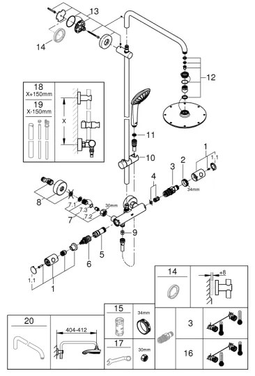 GROHE 27964000 - Sprchový systém EUPHORIA 210 mm lesklý chrom