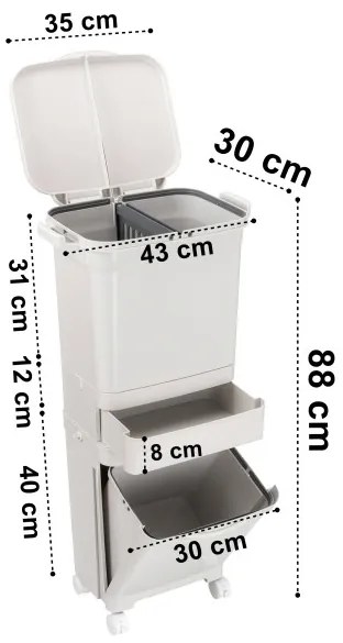 Odpadkový koš NARDAN 42 l šedý