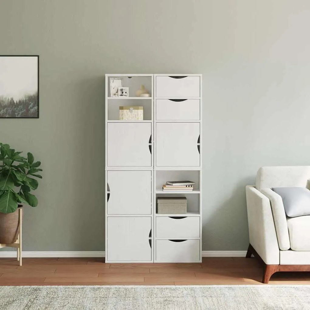 Boční skříňky 4 ks "ODDA" Bílá 40x24x79 cm Borovicový masiv 3365349