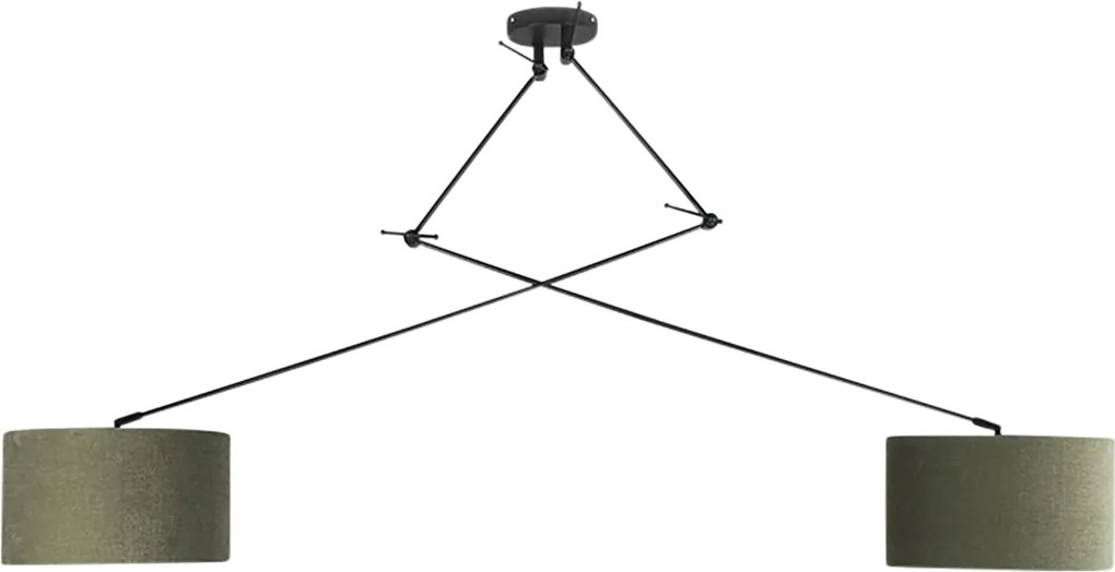 Chytré závěsné svítidlo černé s stínítkem 35 cm zelené vč. 2 Wi-Fi A60 - Blitz