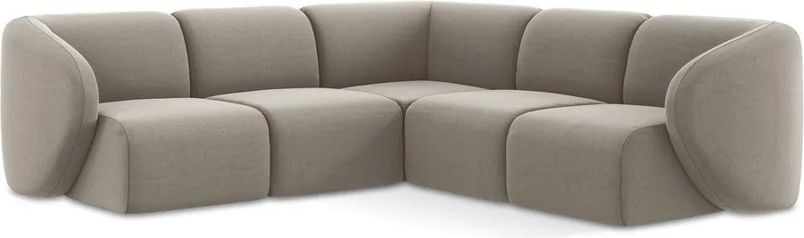 Světle hnědá sametová rohová pohovka Lani – Makamii