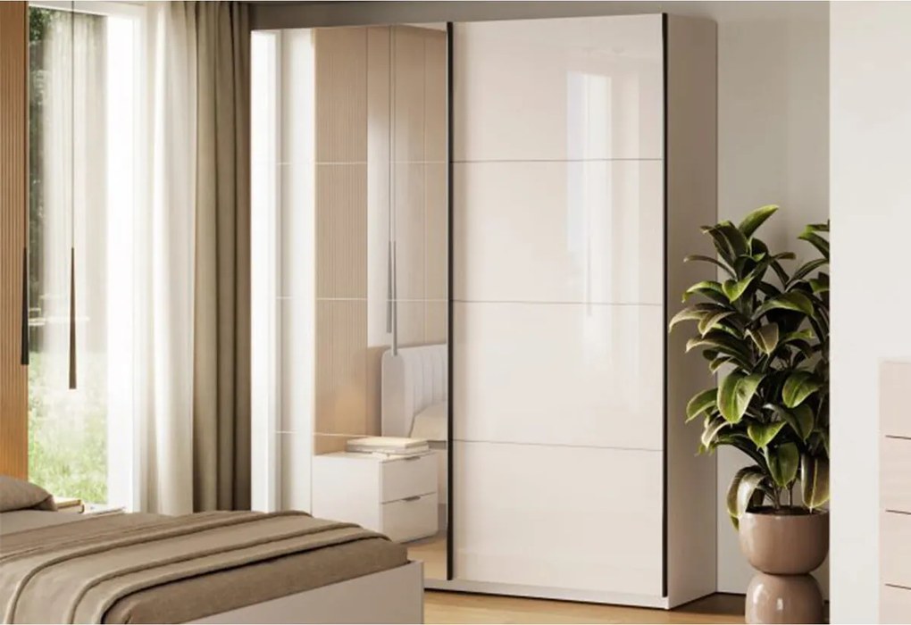 Skříň s posuvnými dveřmi 1.5х2.4m (Dveře kašmírový lesk/Zrcadlo) Lori
