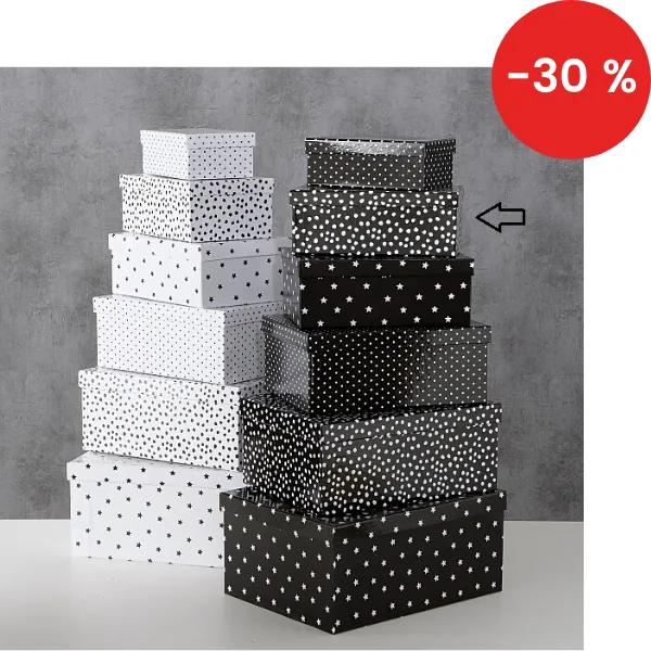 Kartonová krabice 21 cm černá/bílá s kolečky - vel. 2, La Almara | BIANO