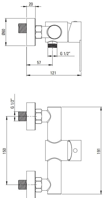 Deante Neo Lupo, nástěnná sprchová baterie, ocelová, DEA-BLU_F40M