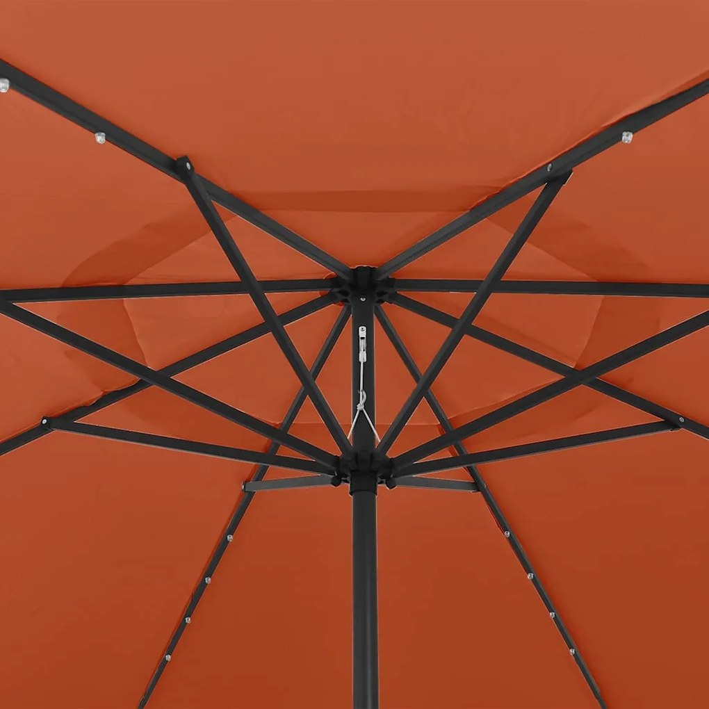 Zahradní slunečník s LED osvětlením 400 cm terakotový 312535