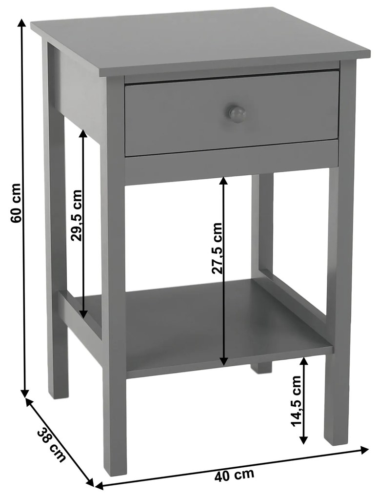Kondela Noční stolek, šedá, MALISE
