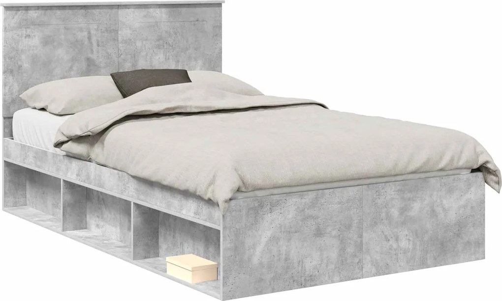 Rám postele Betonově šedá 135 x 190 cm Masivní borové dřevo 3409366