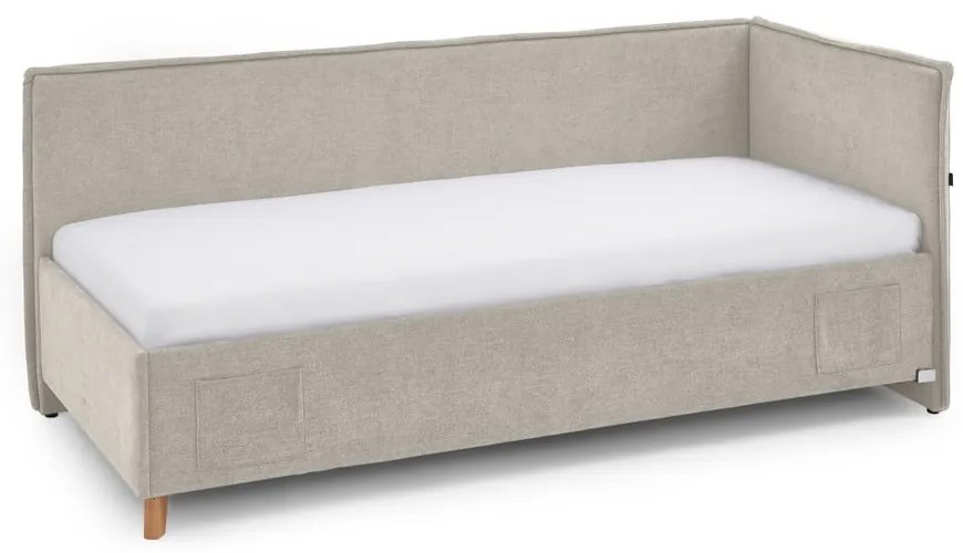 Béžová čalouněná rohová dětská postel s úložným prostorem s roštem 90x200 cm Fun – Meise Möbel Biano.cz
