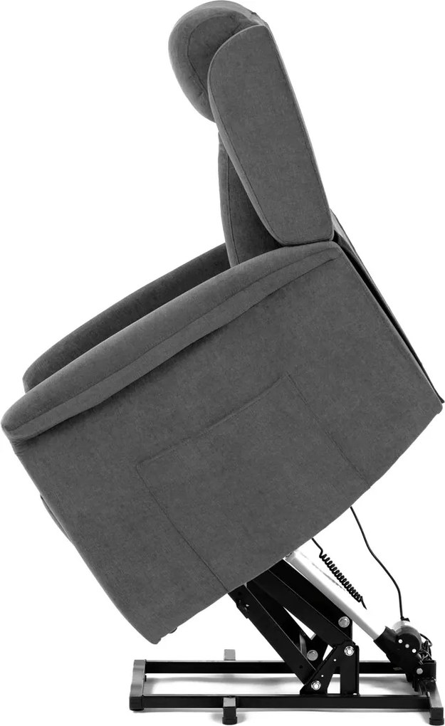 Polohovací křeslo, elektrické kabelové ovládání, šedá, látka, TV-7072 GREY2