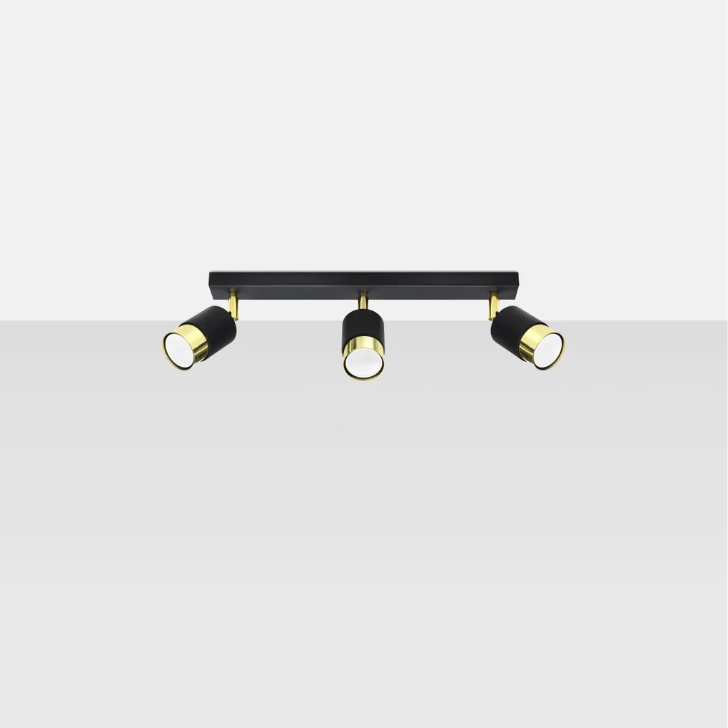 Sollux Lighting Stropní svítidlo NERO 3 černé/zlaté