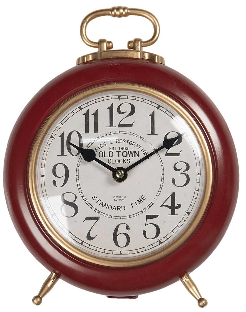Červeno-zlaté vintage stolní hodiny Old Town - 28*21*10 cm / 1*AA