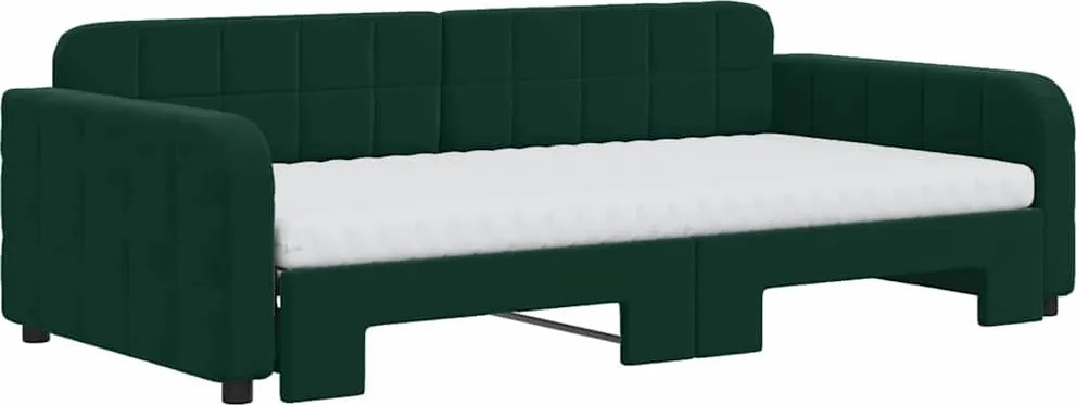 Válenda s přistýlkou a matracemi tmavě zelená 100x200 cm samet 3196962