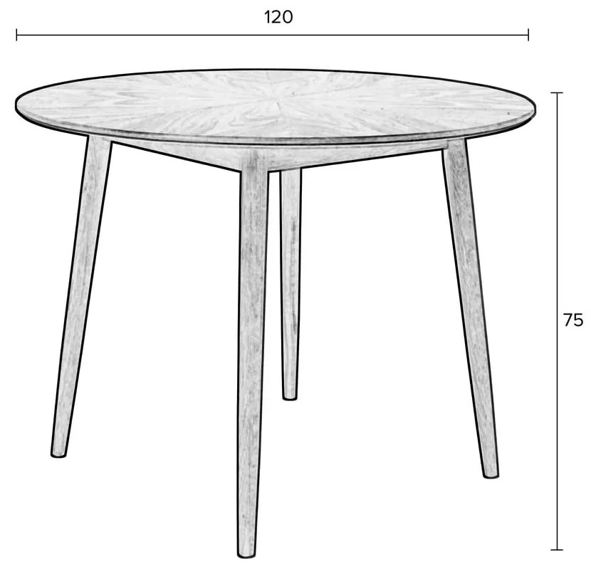 Kulatý jídelní stůl s deskou v dubovém dekoru ø 120 cm Fabio – White Label