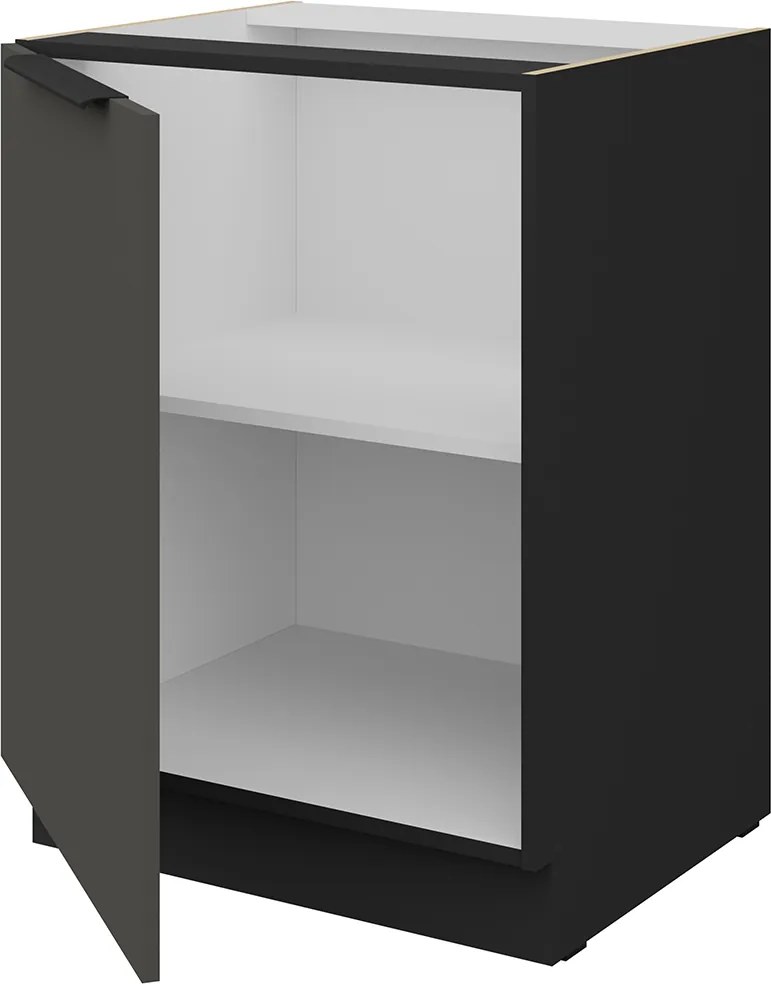 ARIA pe | dolní skříňka 60 D 1F policová | 60 cm | ANTI FINGERPRINT povrch | černá/šedá grafit