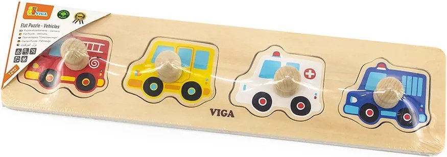 Dřevěné puzzle s úchyty pro nejmenší Viga Auta