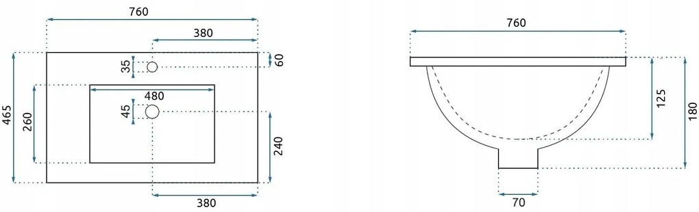 Rea Dafne 75 umyvadlo, 76 x 47 cm, bílá, REA-U0040