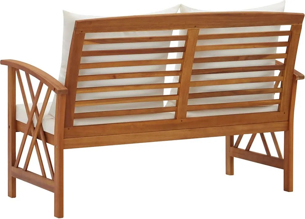 Zahradní lavice s poduškami 119 cm masivní akáciové dřevo 310270