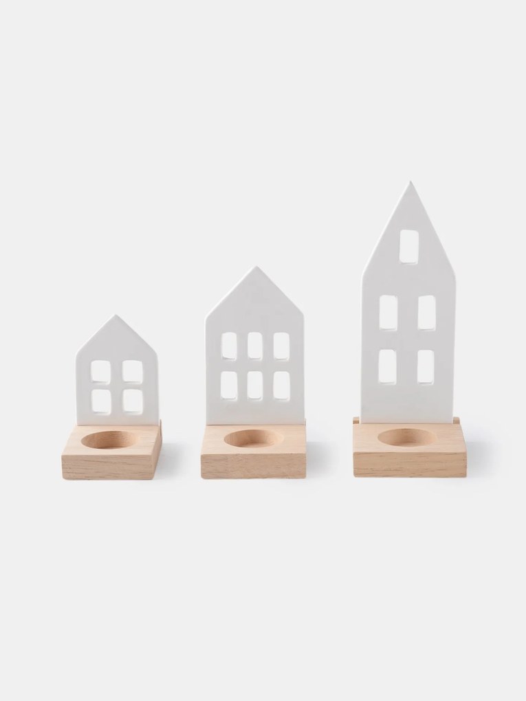 Sinsay - Svícny ve tvaru domečků 3 pack - bílá
