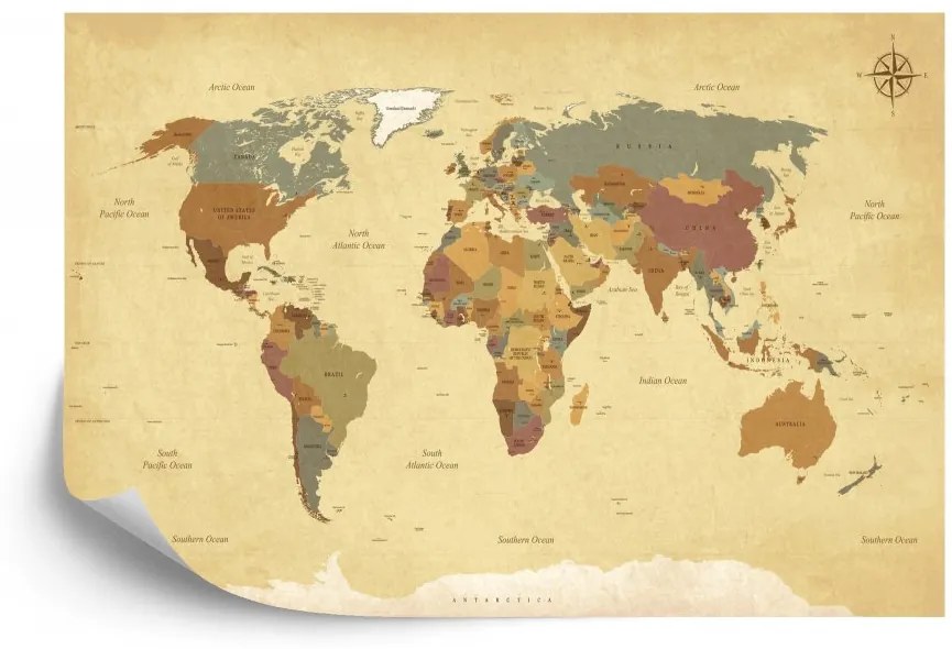 Fototapeta Mapa Světa Omyvatelný vlies 104x70.5