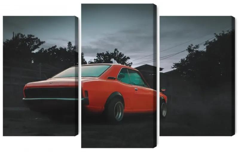 Vícedílný obraz Oranžové Retro Auto Nedostatek Nedostatek Přírodní plátno 120x80