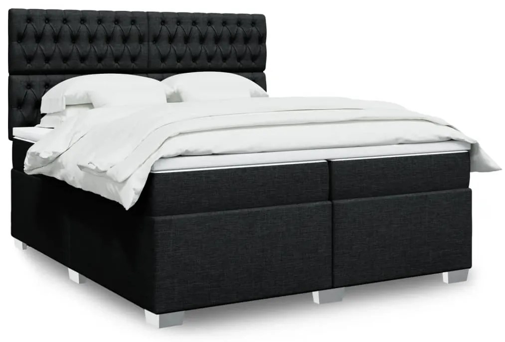 Box spring postel s matrací černá 200x200 cm textil 3290604