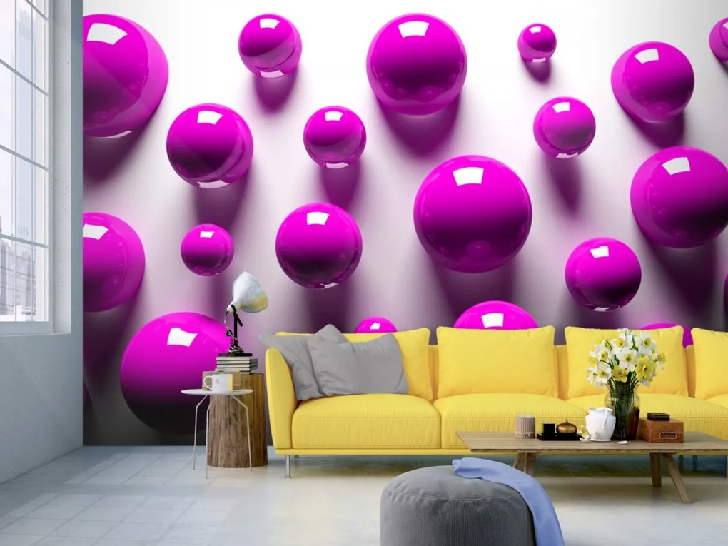 3D tapeta fialové koule + lepidlo ZDARMA Velikost (šířka x výška): 150x105 cm